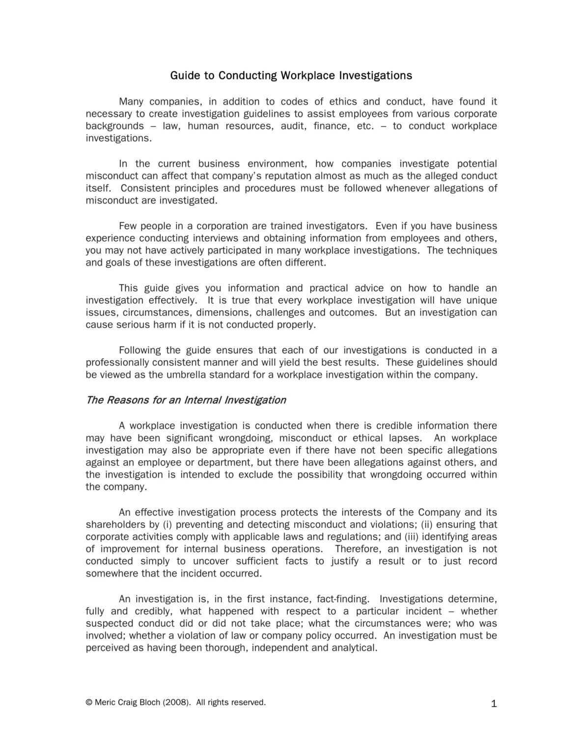 10+ Workplace Investigation Report Examples – Pdf | Examples within Hr ...