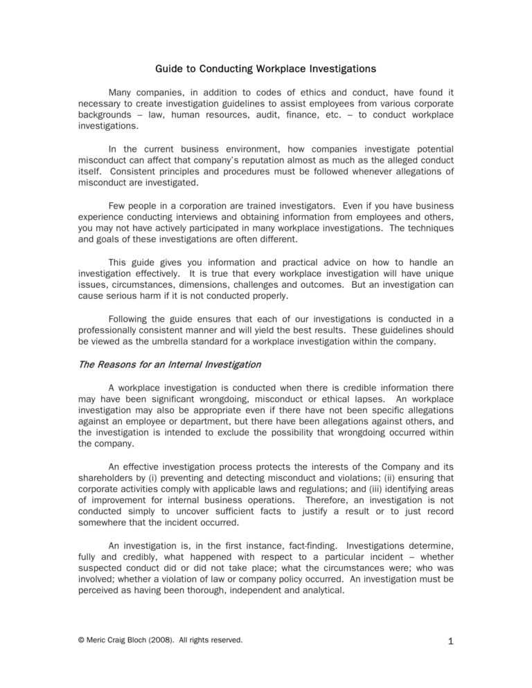 10+ Workplace Investigation Report Examples – Pdf | Examples within ...
