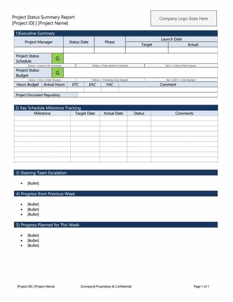 40+ Project Status Report Templates [Word, Excel, Ppt] ᐅ with One Page ...