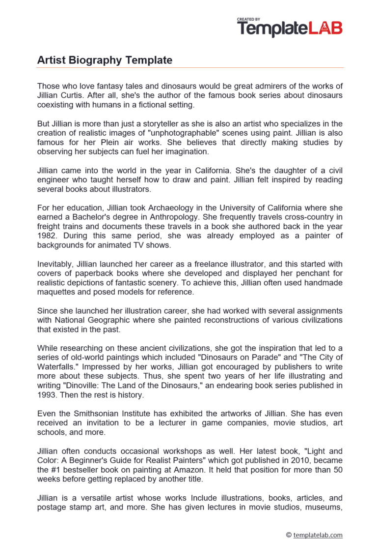 45 Biography Templates & Examples (Personal, Professional) with Free ...