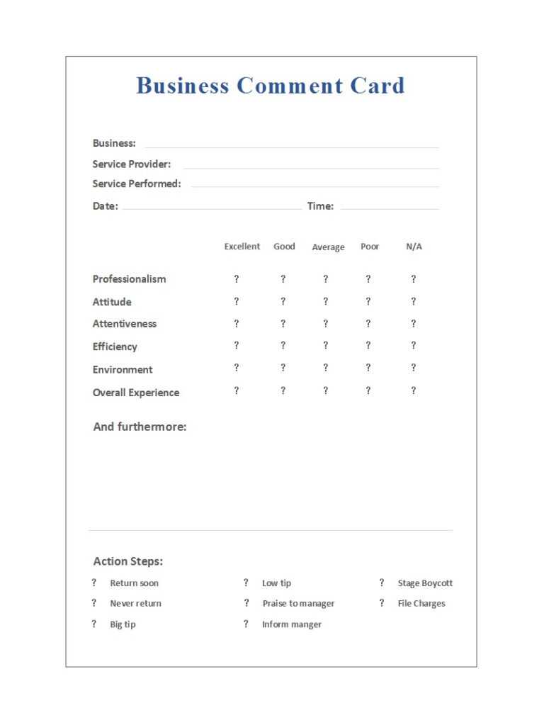 50 Printable Comment Card & Feedback Form Templates ᐅ intended for ...