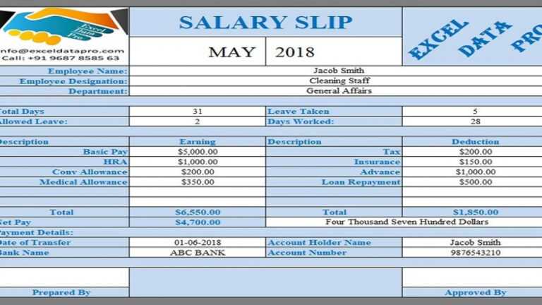 9 Ready-To-Use Salary Slip Excel Templates – Exceldatapro for Blank ...