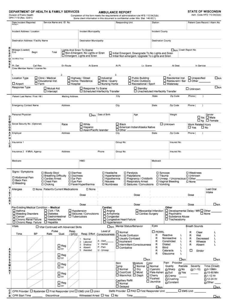 Ambulance Patient Report Form Templates – Fill Online with regard to ...