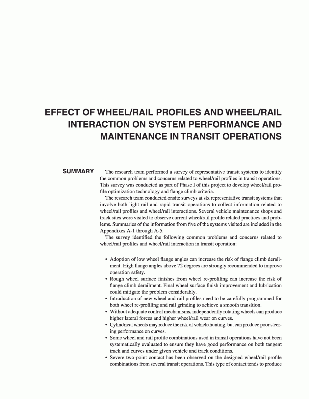 Appendix A – Effect Of Wheel/rail Profiles And Wheel/rail Within Blank ...