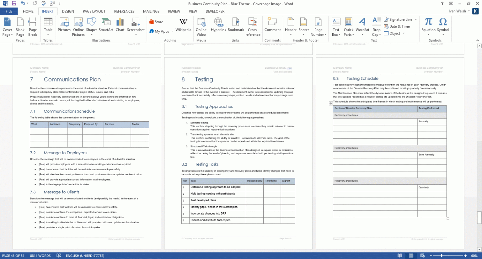 Business Continuity Plan Template (Ms Word/excel intended for Dr Test ...