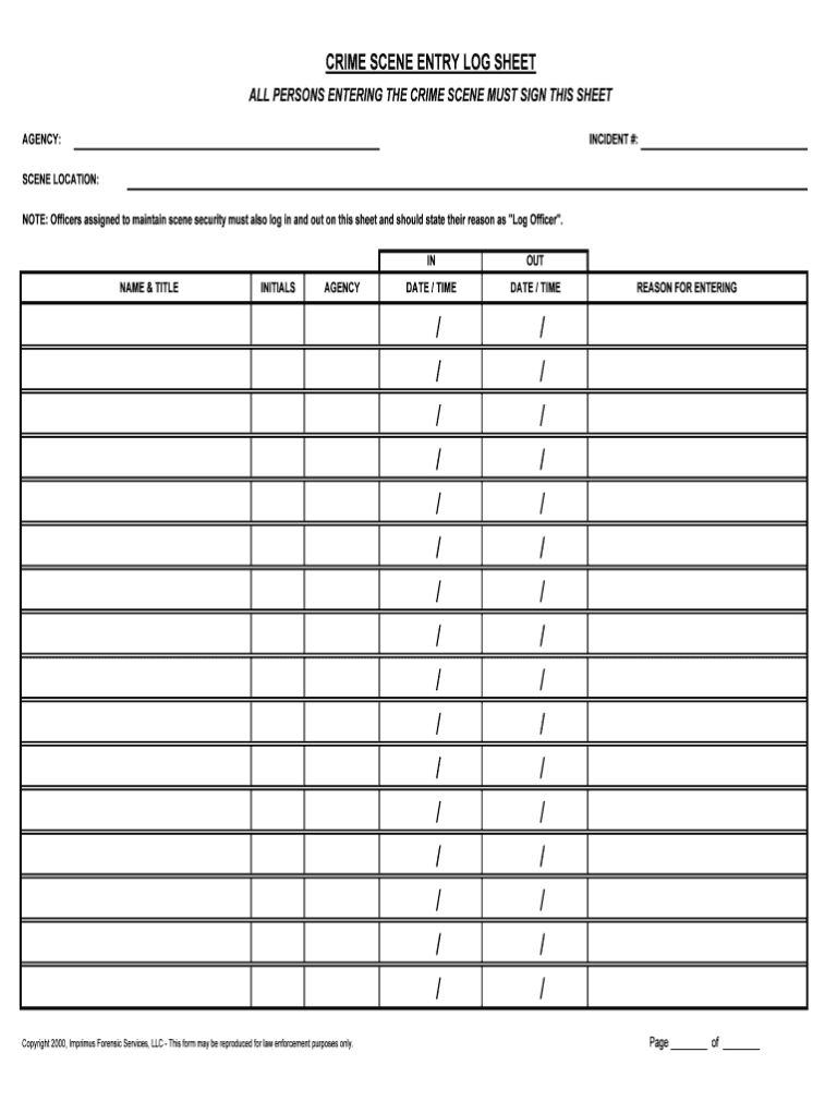 Crime Scene Log Template – Fill Online, Printable, Fillable pertaining ...