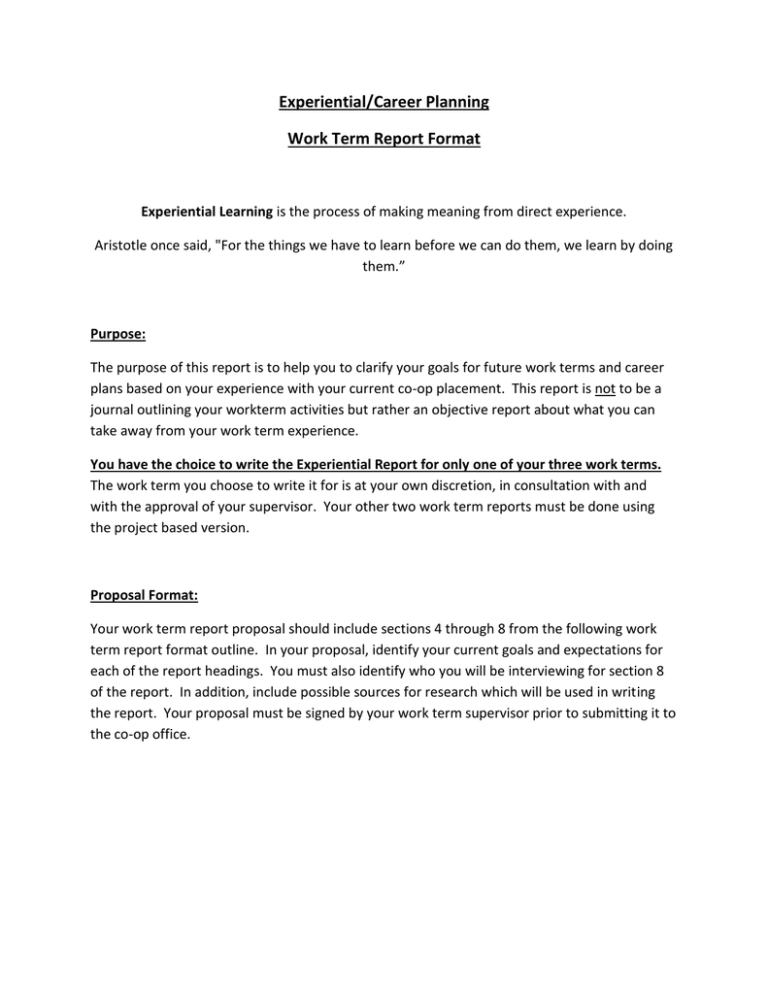 Experiential/career Planning Work Term Report Format with How To Write ...