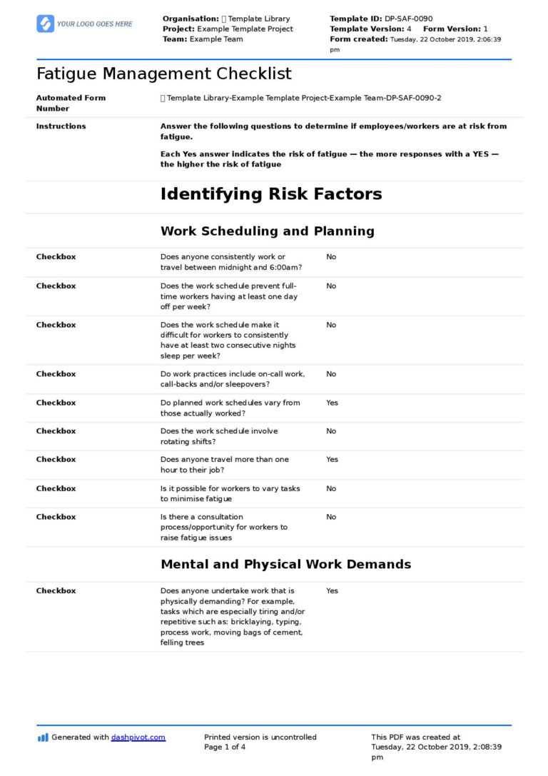 Fatigue Management Report Template (Free & Better Than Pdf) within It ...