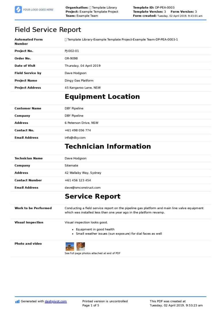 Technical Service Report Template – Complete.maexproit.com