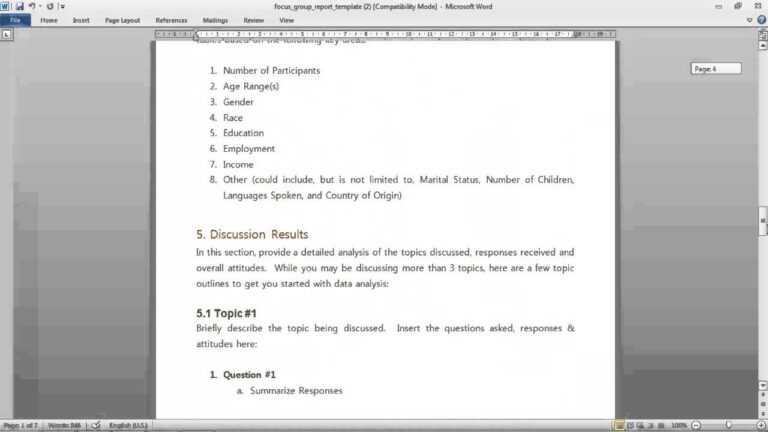 Focus Group Report Template for Focus Group Discussion Report Template ...