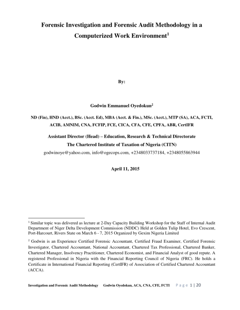 Forensic Accounting Report Template – Best Sample Template for Forensic ...