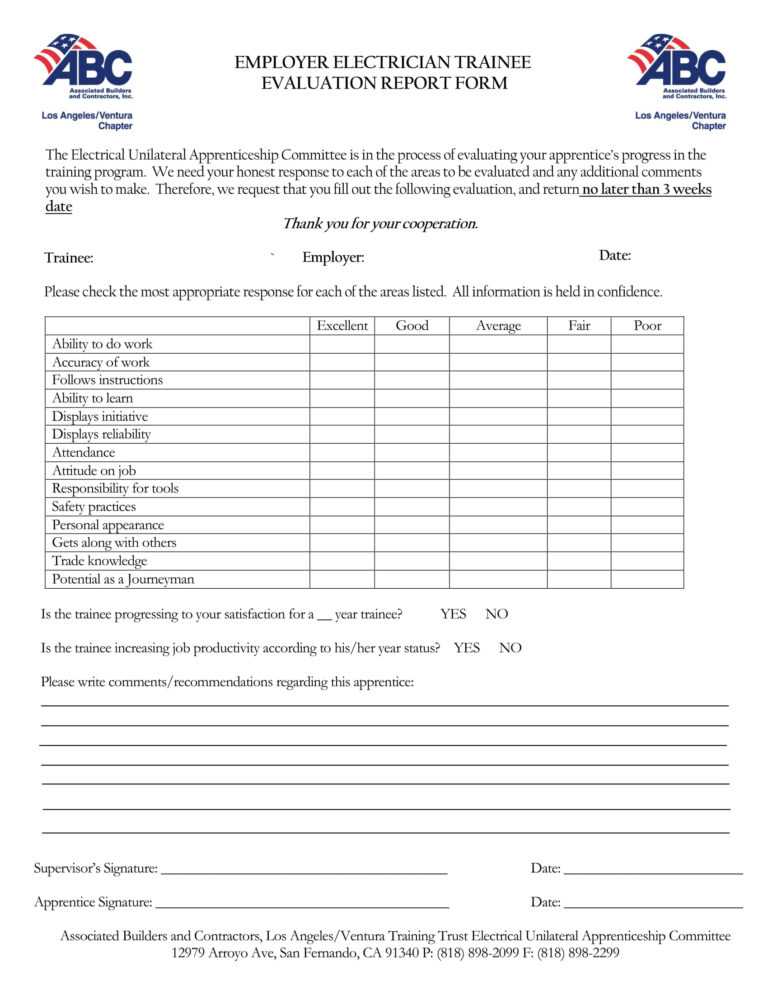 Free 14+ Trainee Evaluation Forms In Ms Word | Pdf with Training ...