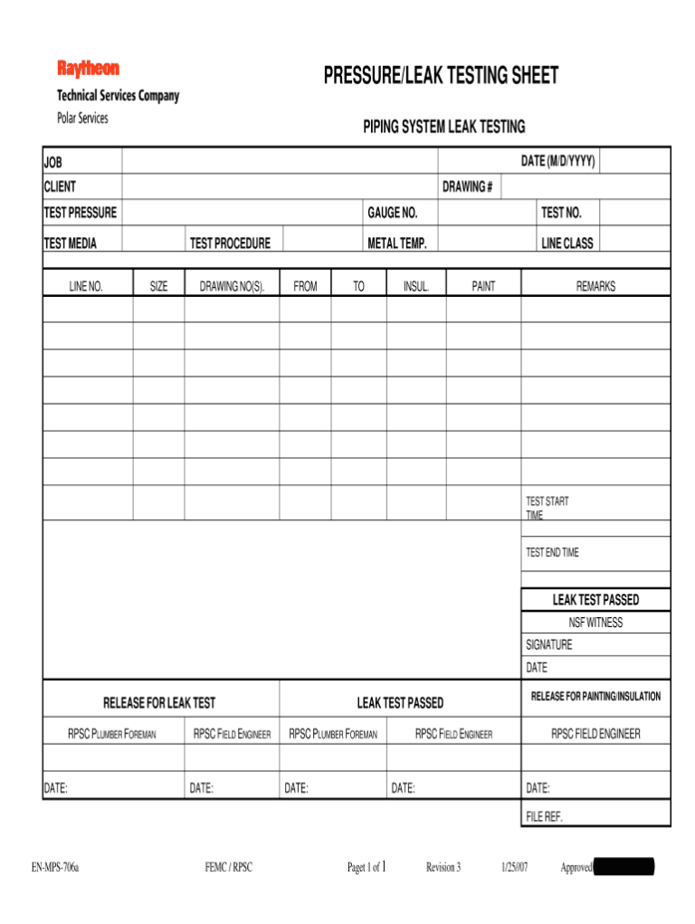 Hydro Test Form – Fill Online, Printable, Fillable, Blank intended for ...
