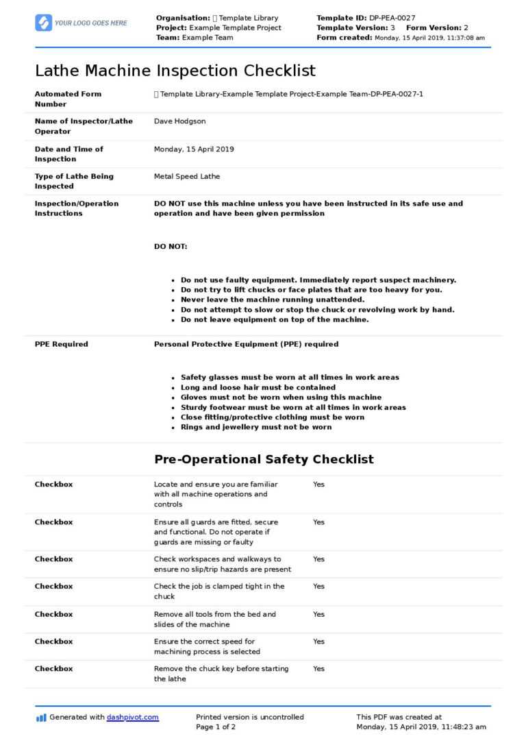 Inspection Spreadsheet Template Great Machine Shop Report with Machine ...