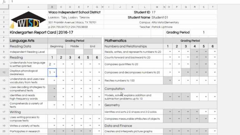 Kindergarten Report Card | Preview 2017-18 – Youtube with Kindergarten ...