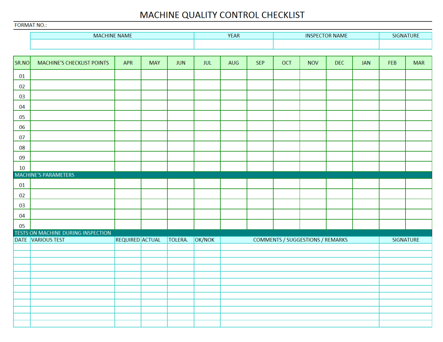 Machine Quality Control Checklist – Quality Audit Of Machine within ...