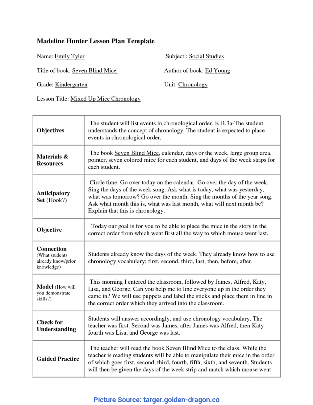 Madeline Hunter Lesson Plan Template Blank – Best inside Madeline ...