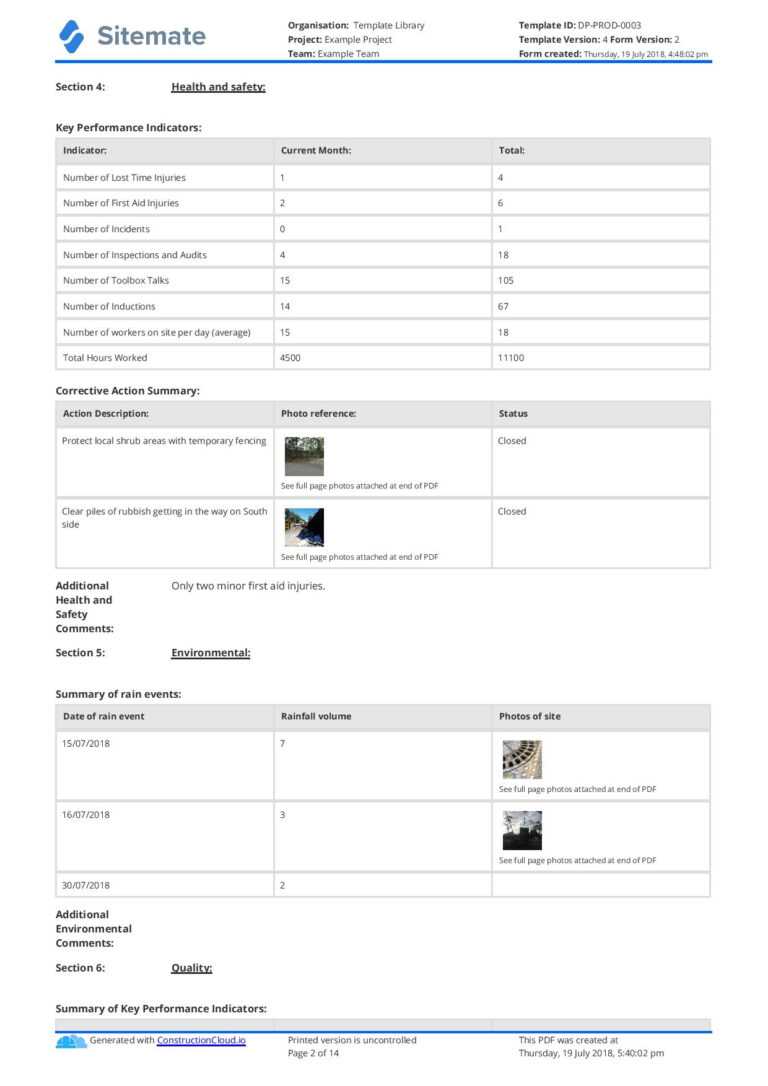 Monthly Construction Progress Report Template: Use This in Production ...