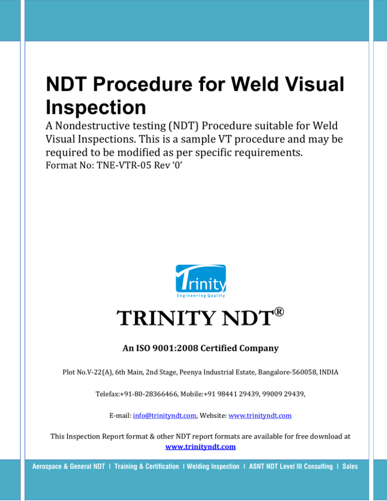 Ndt Procedure For Weld Visual Inspection regarding Welding Inspection ...