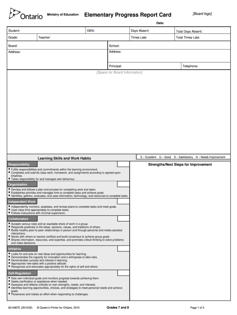 Ontario Report Card Template – Fill Online, Printable for High School ...
