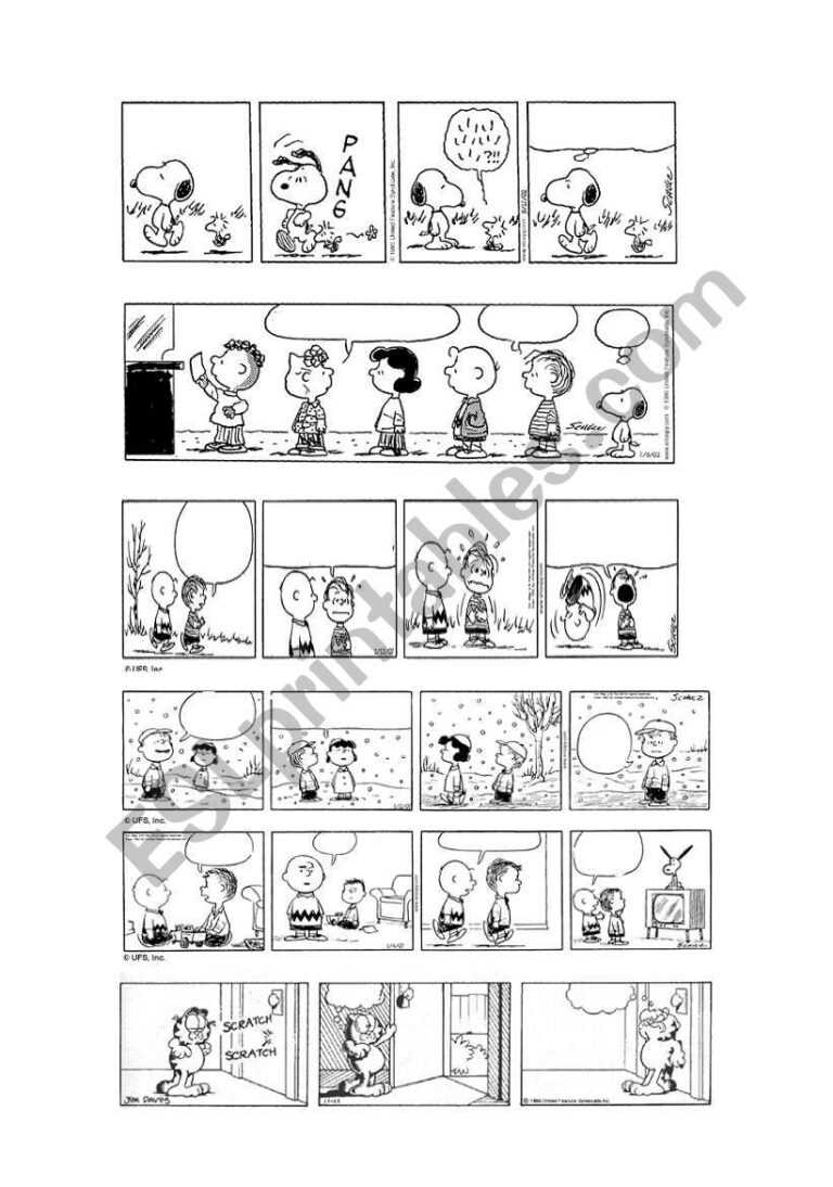 Peanuts & Garfield Blank Comic Strips 1/5 – Esl Worksheet in Printable ...