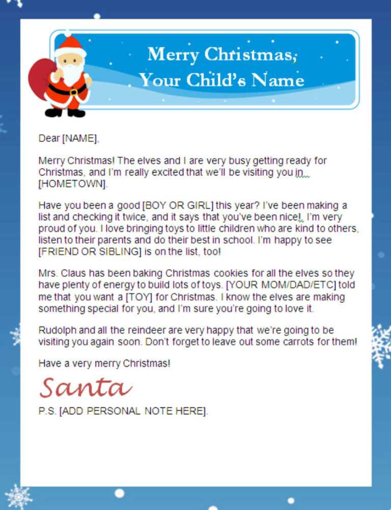 Printable Santa Letter With Personalized Banner | within Santa Letter ...