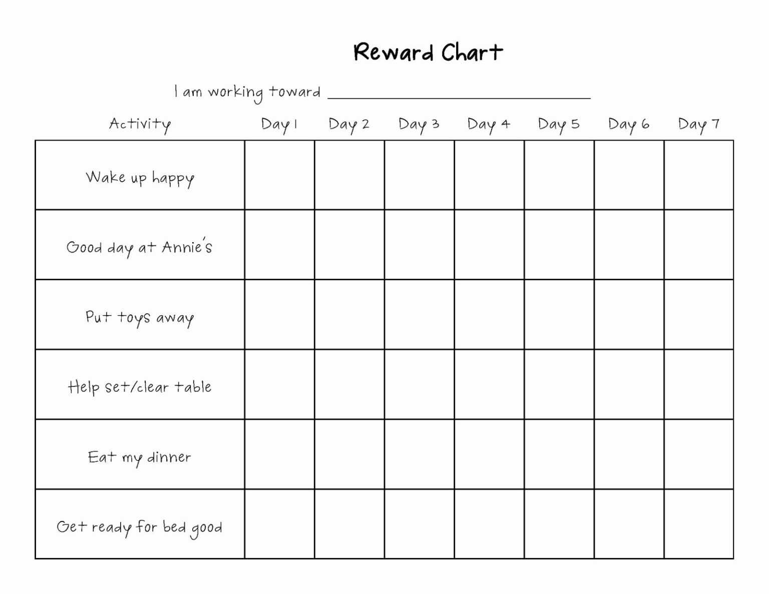 Reward Chart Templates | Printable Shelter pertaining to Blank Reward ...
