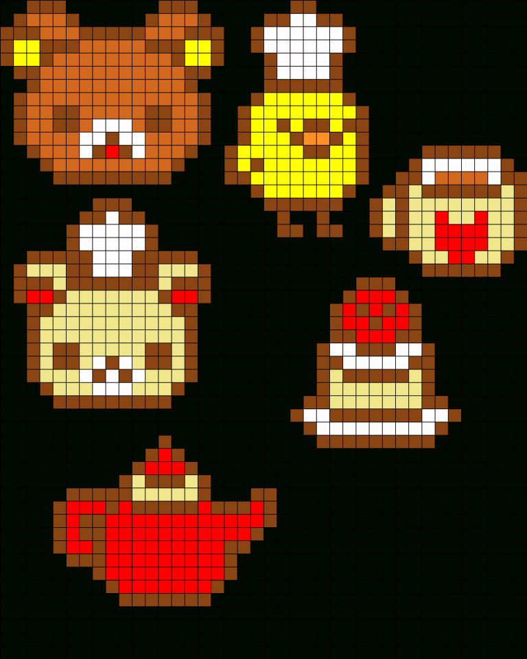Rilakkuma Set Perler Bead Pattern | Bead Sprites for Blank Perler Bead ...