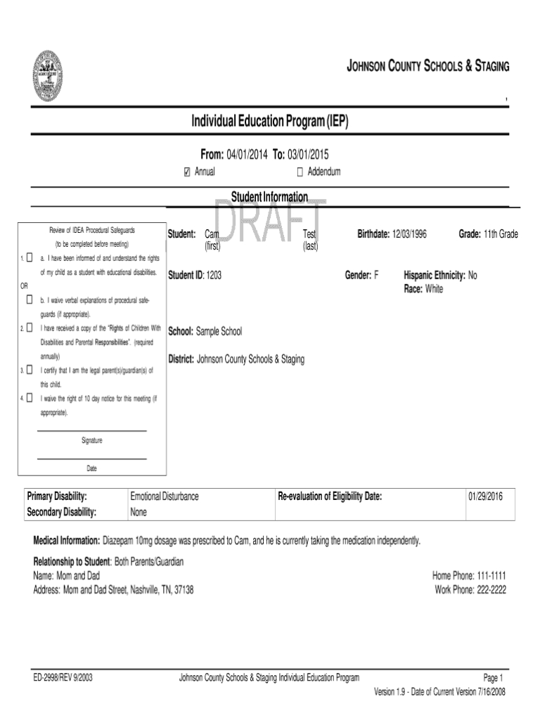 Sample Iep Form Filled Out – Fill Out And Sign Printable Pdf Template ...