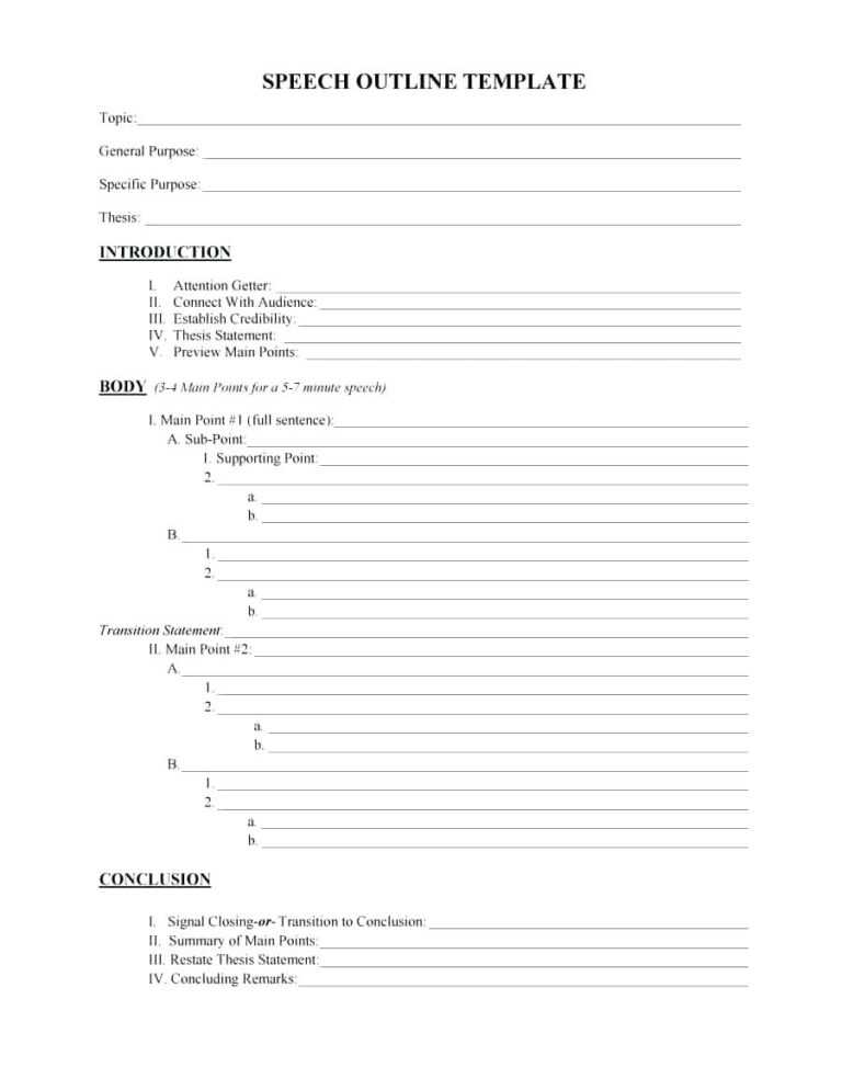 Speech Outlines Template – Bestawnings throughout Speech Outline ...