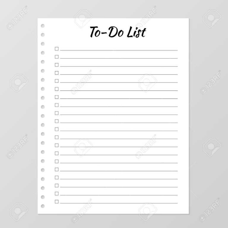 To Do List Template. Daily Planner Page. Lined Paper Sheet. Blank.. in ...