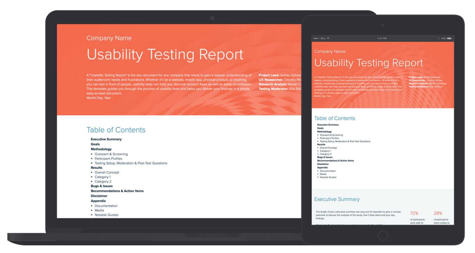 Usability Testing Report Template And Examples | Xtensio for Test ...