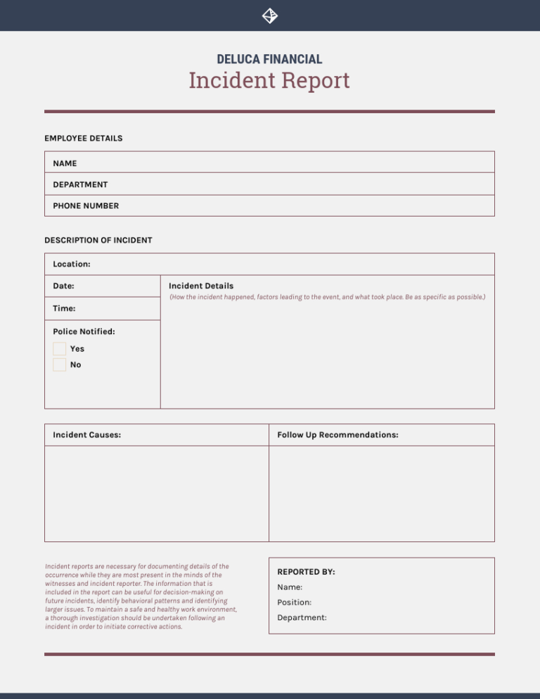 Serious Incident Report Template – Complete.maexproit.com