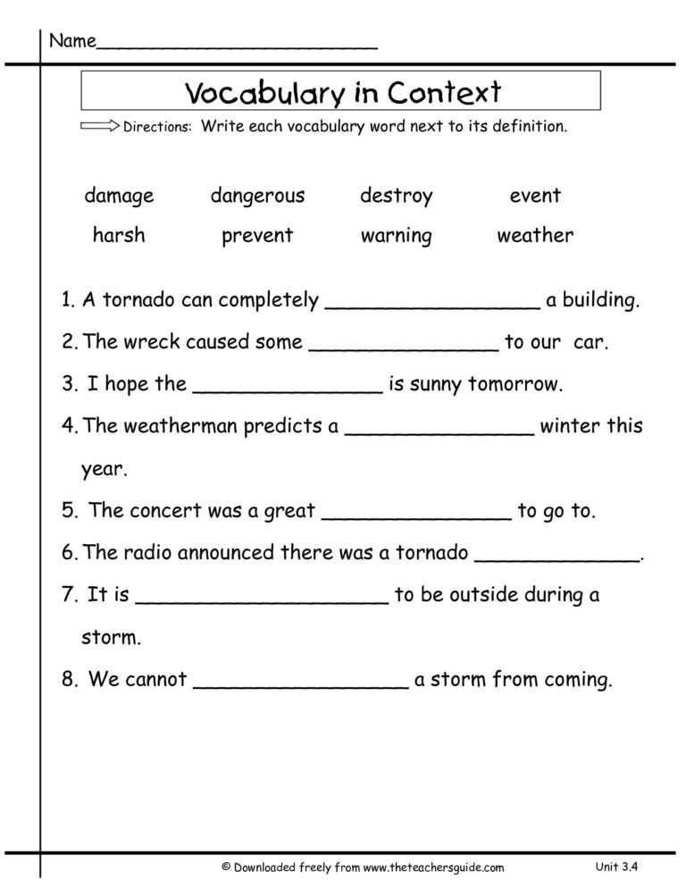 Wonders Second Grade Unit Three Week Four Printouts inside Vocabulary ...